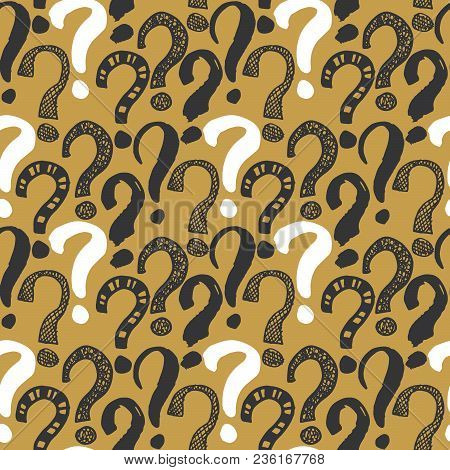 Questions Marks Seamless Pattern. Hand Drawn Sketched Doodle Signs ...