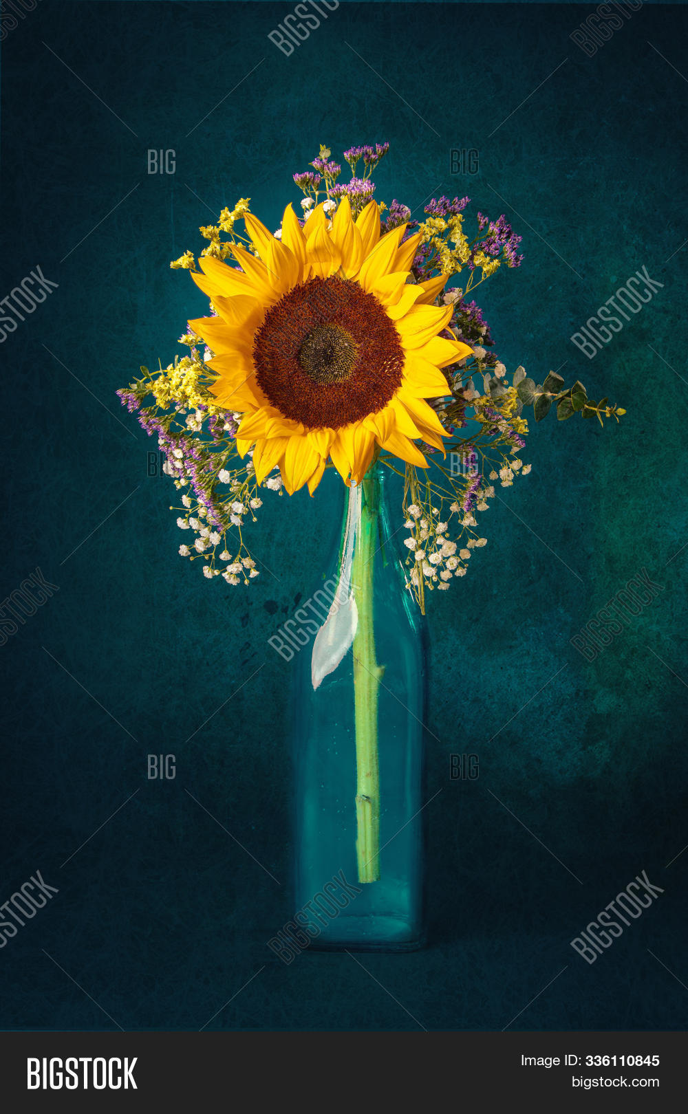 Sunflower Blue Vase On Image & Photo (Free Trial) | Bigstock