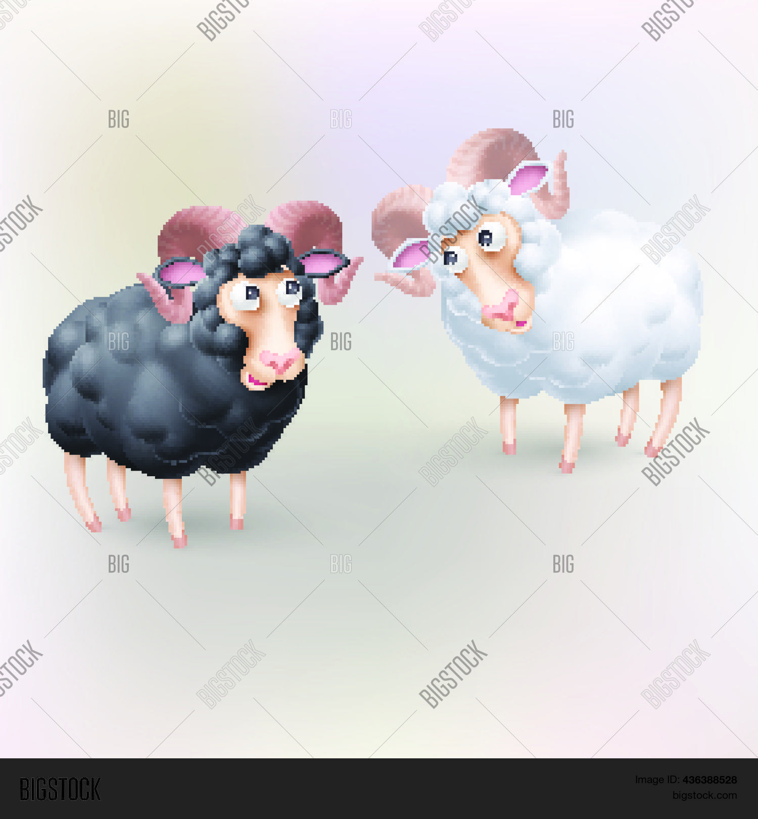 Two Funny Rams Black Vector & Photo (Free Trial) | Bigstock