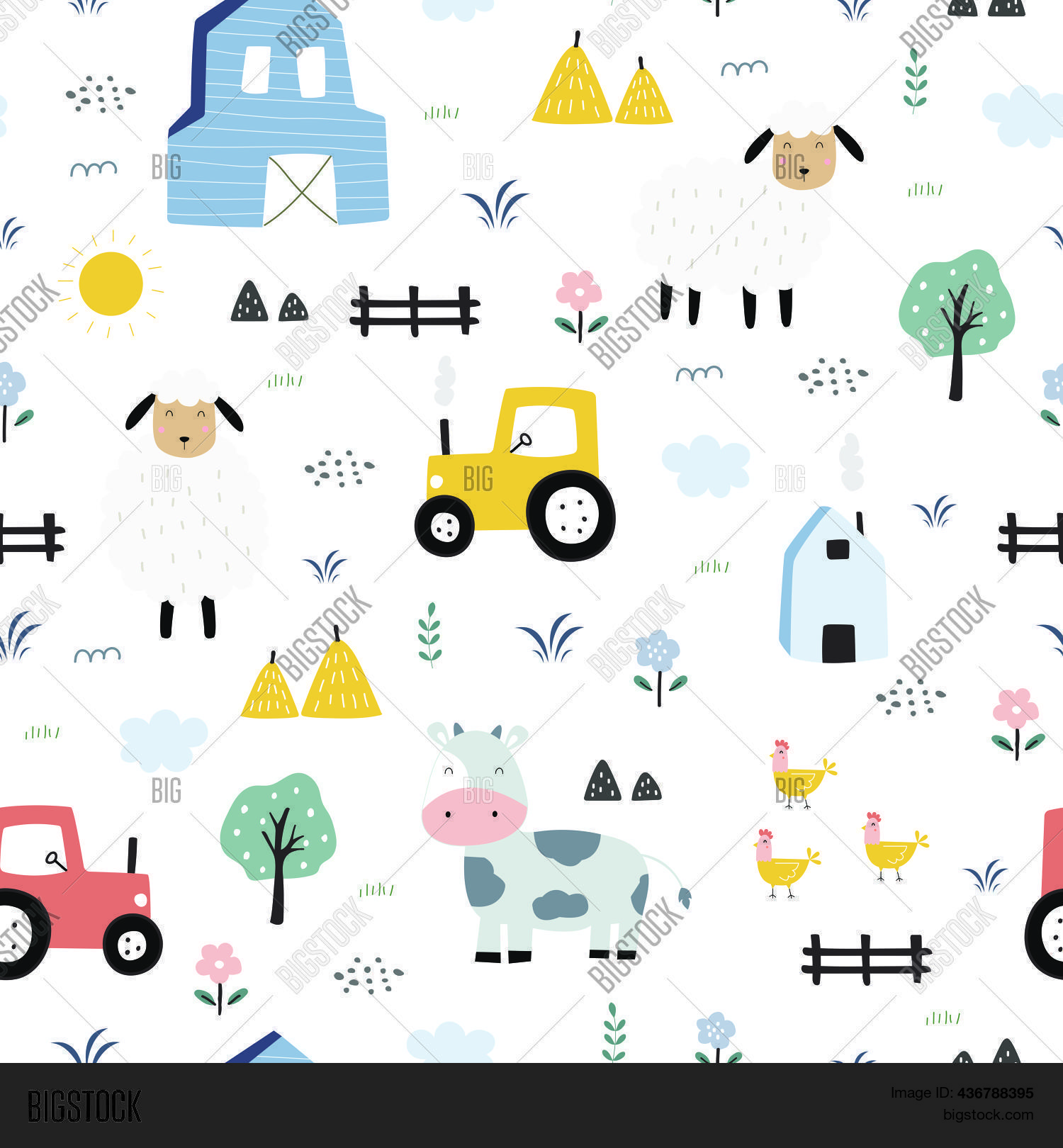 Farm Seamless Pattern Vector & Photo (Free Trial) | Bigstock