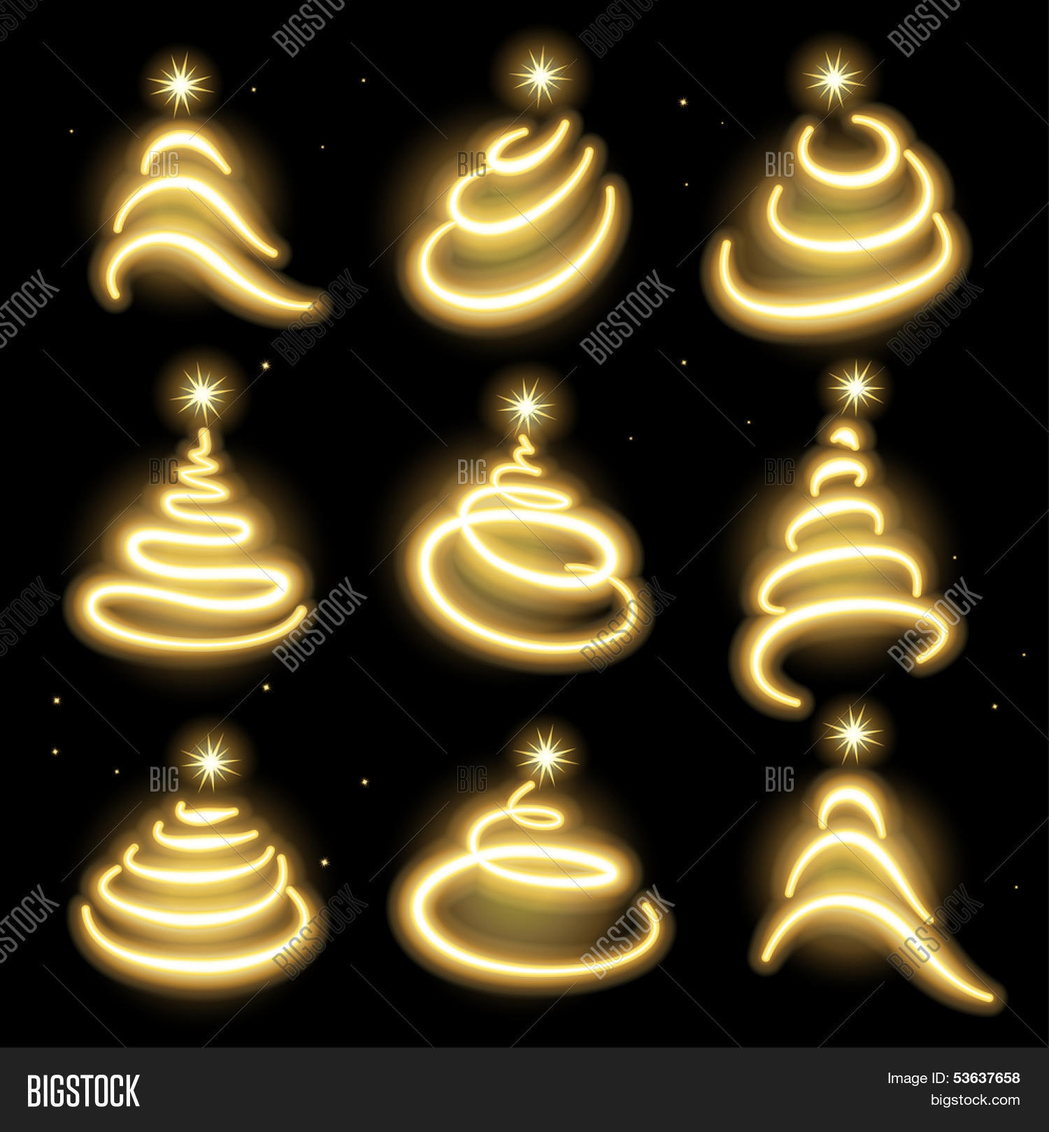Nine Christmas Trees Vector & Photo (Free Trial) | Bigstock