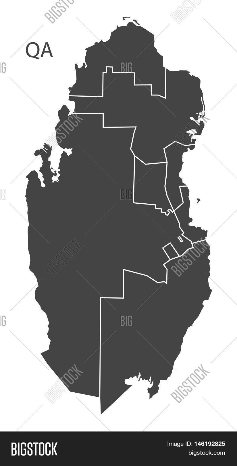 Qatar Grey Map Vector & Photo (Free Trial) | Bigstock
