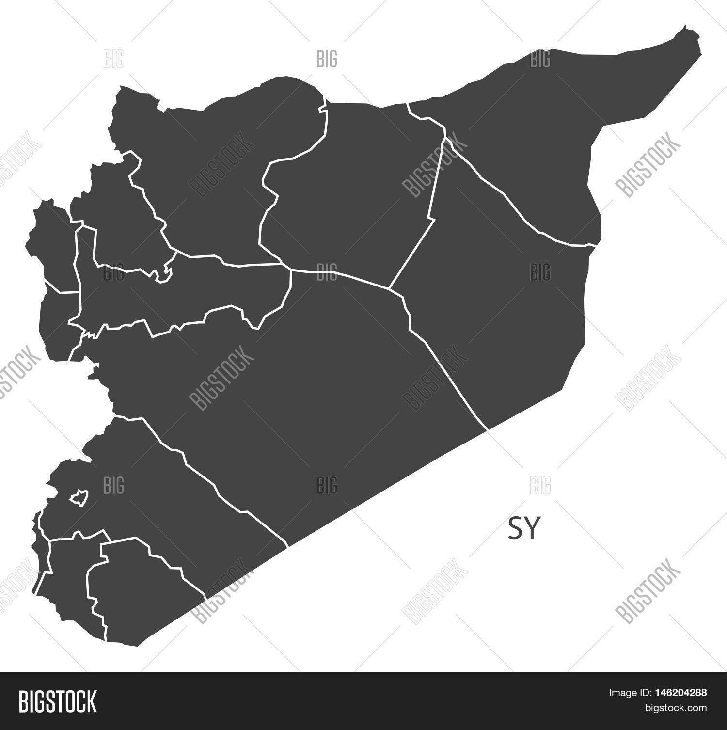 Syria Grey Map Vector & Photo (Free Trial) | Bigstock