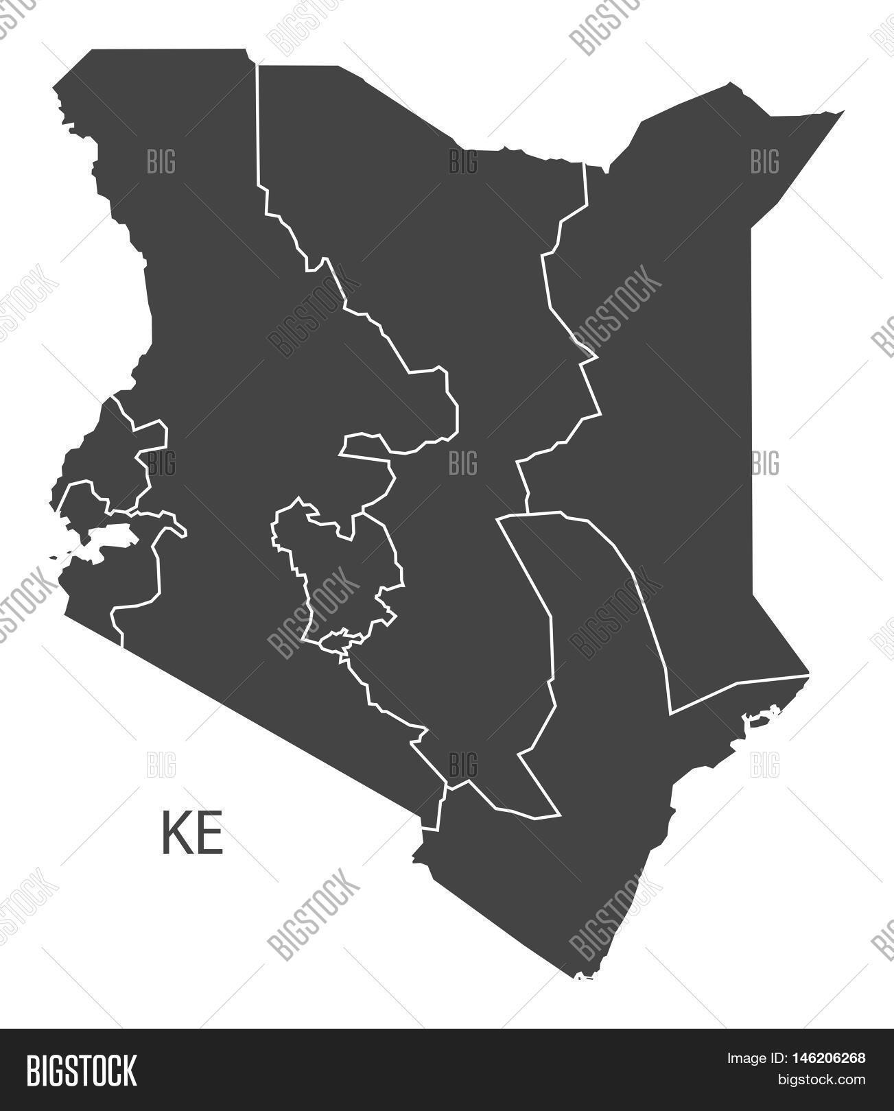 Kenya Grey Map Vector & Photo (Free Trial) | Bigstock