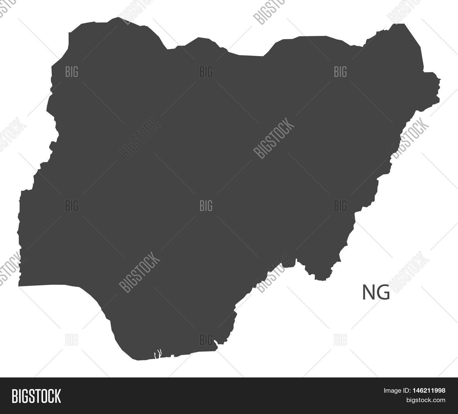 Nigeria Grey Map Vector & Photo (Free Trial) | Bigstock