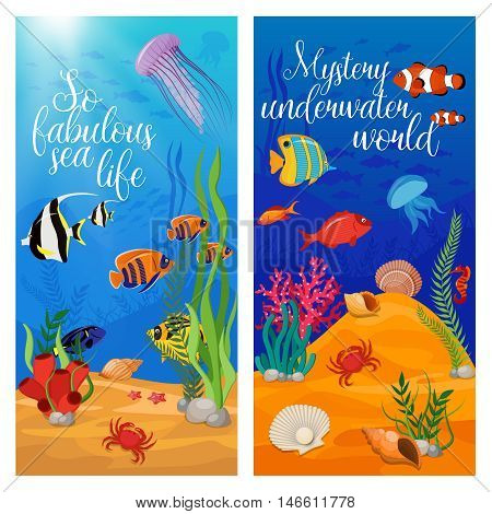 Two Vertical Sea Life Vector & Photo (Free Trial) | Bigstock