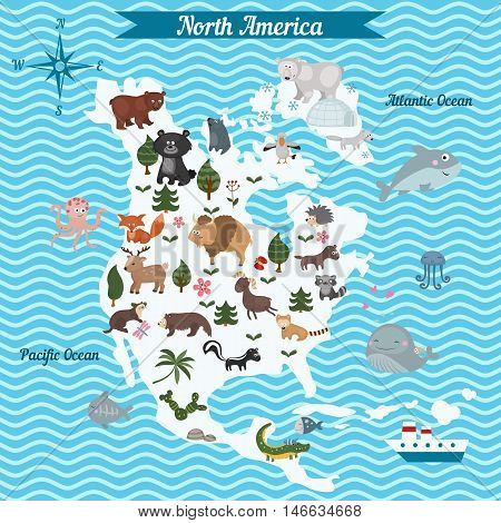 Cartoon Map North Vector & Photo (Free Trial) | Bigstock