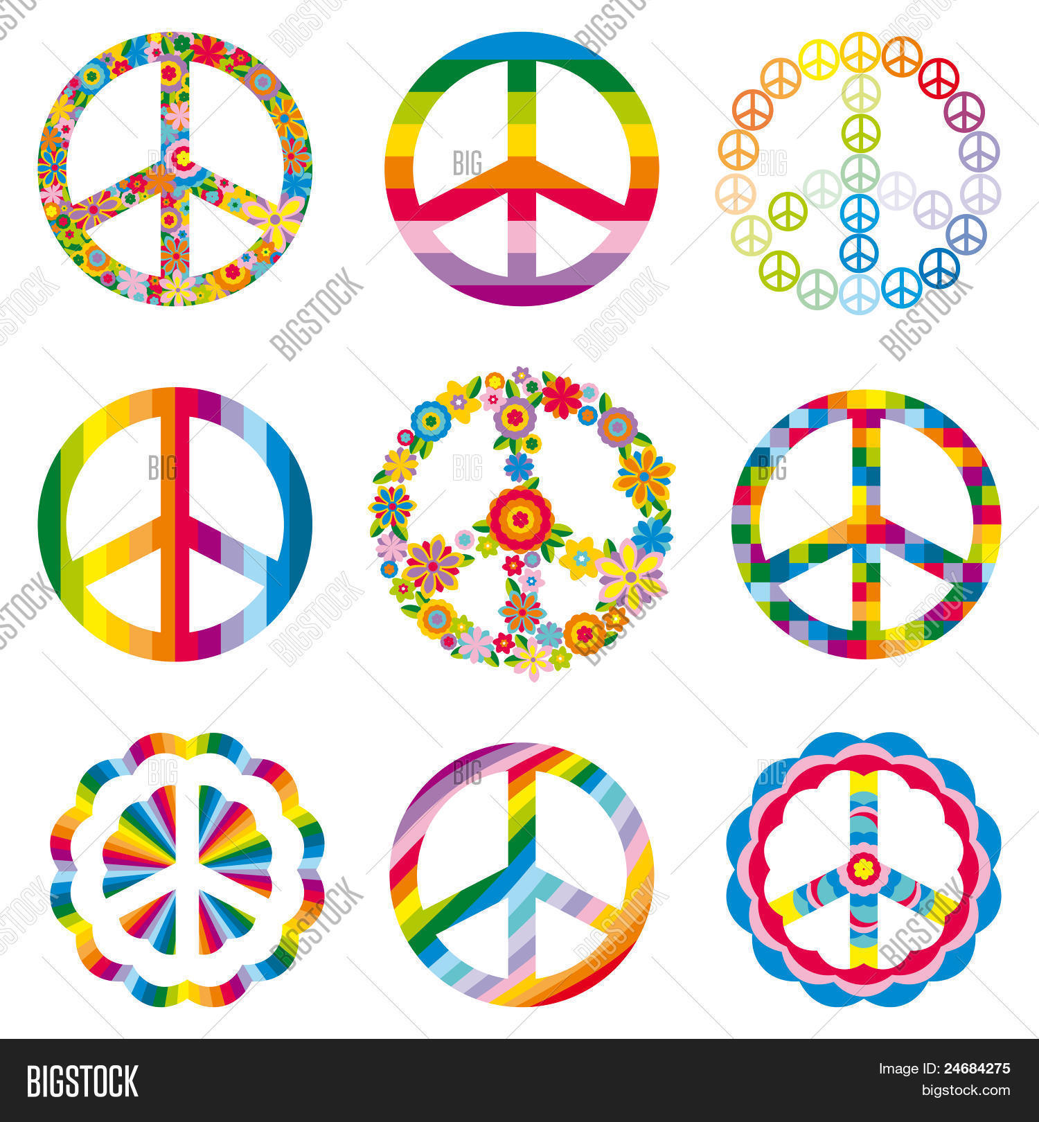 Set Peace Symbols Vector & Photo (Free Trial) | Bigstock