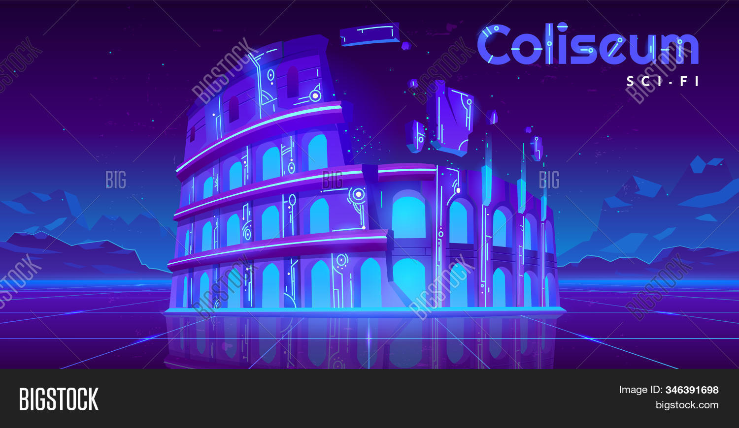 Neon Coliseum On Retro Image & Photo (Free Trial) | Bigstock