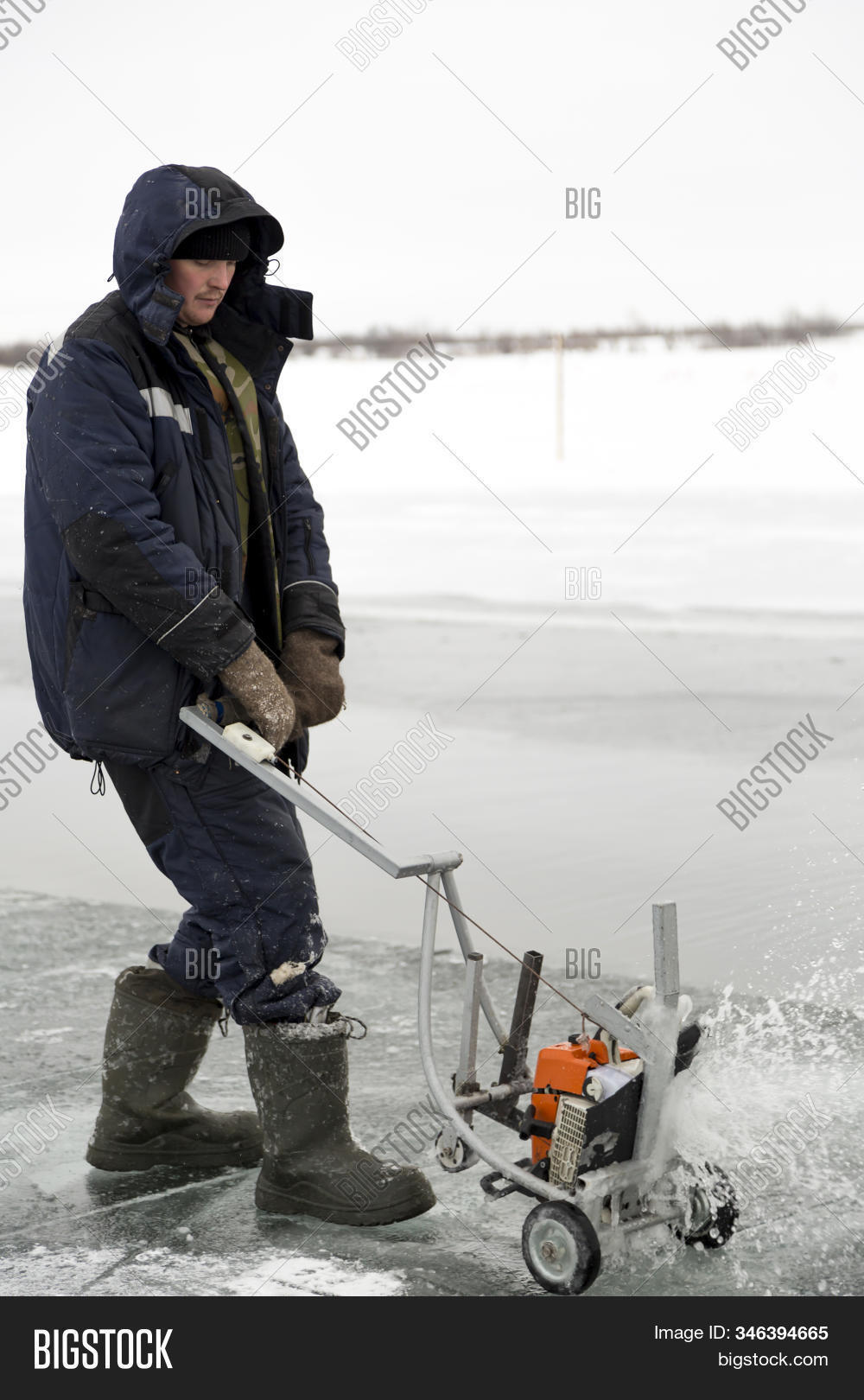Worker Cuts Out Ice Image & Photo (Free Trial) | Bigstock