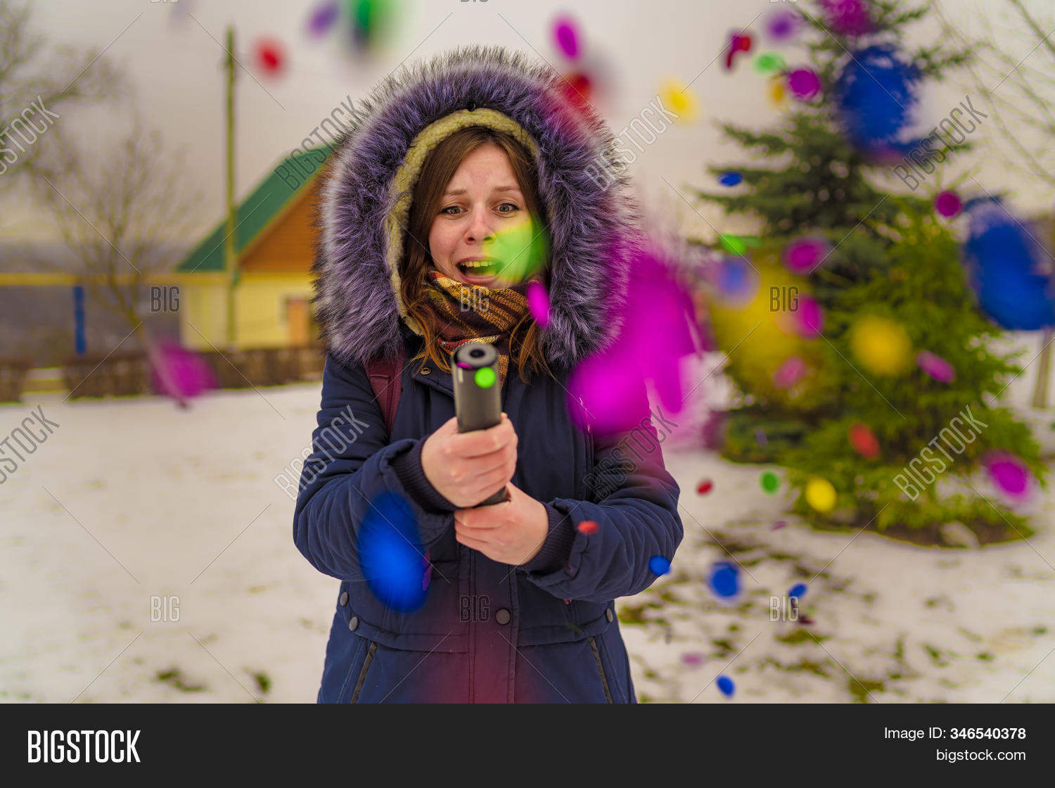 Woman Popping Confetti Image & Photo (Free Trial) | Bigstock