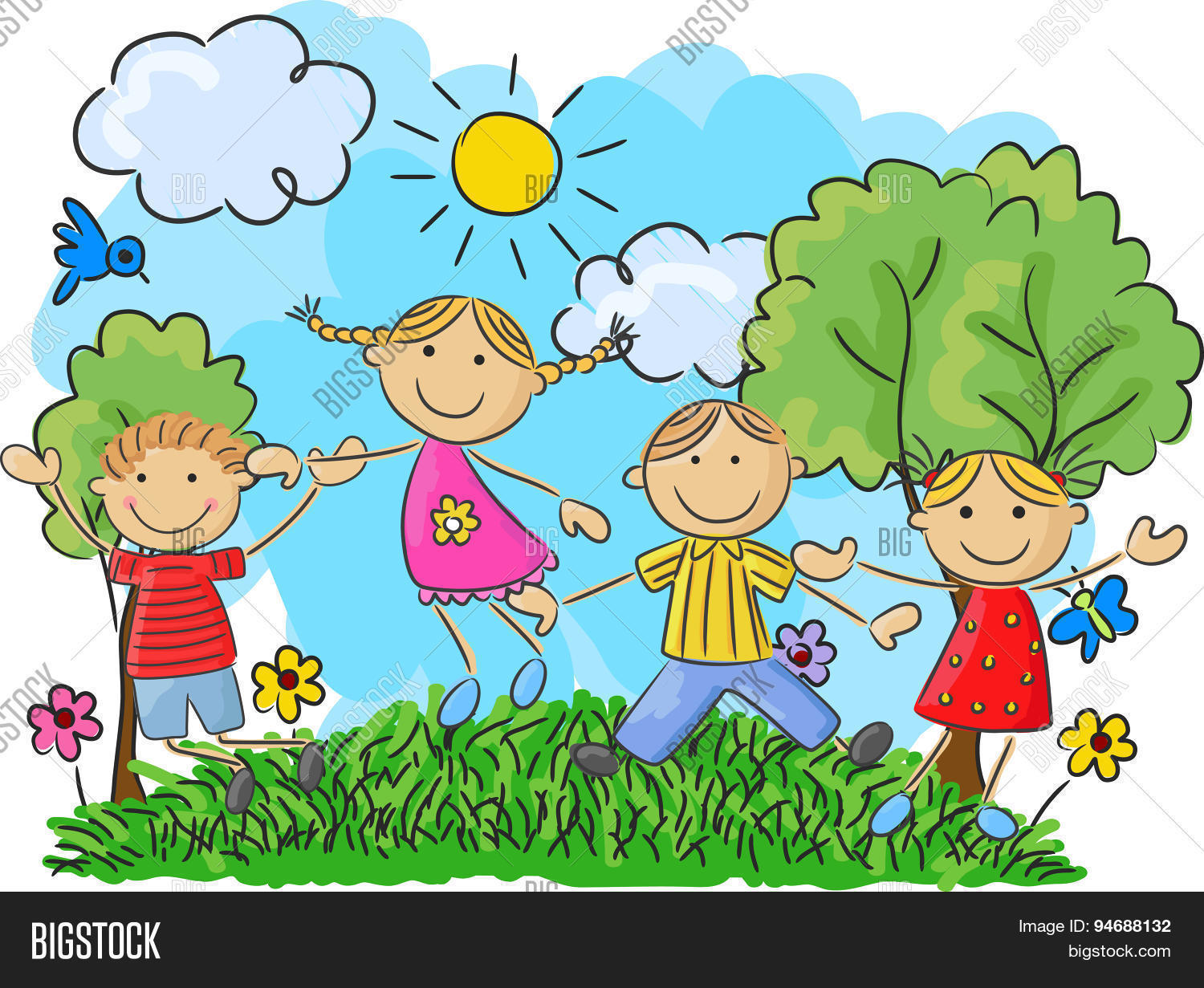 Cartoon Little Kids Vector & Photo (Free Trial) | Bigstock