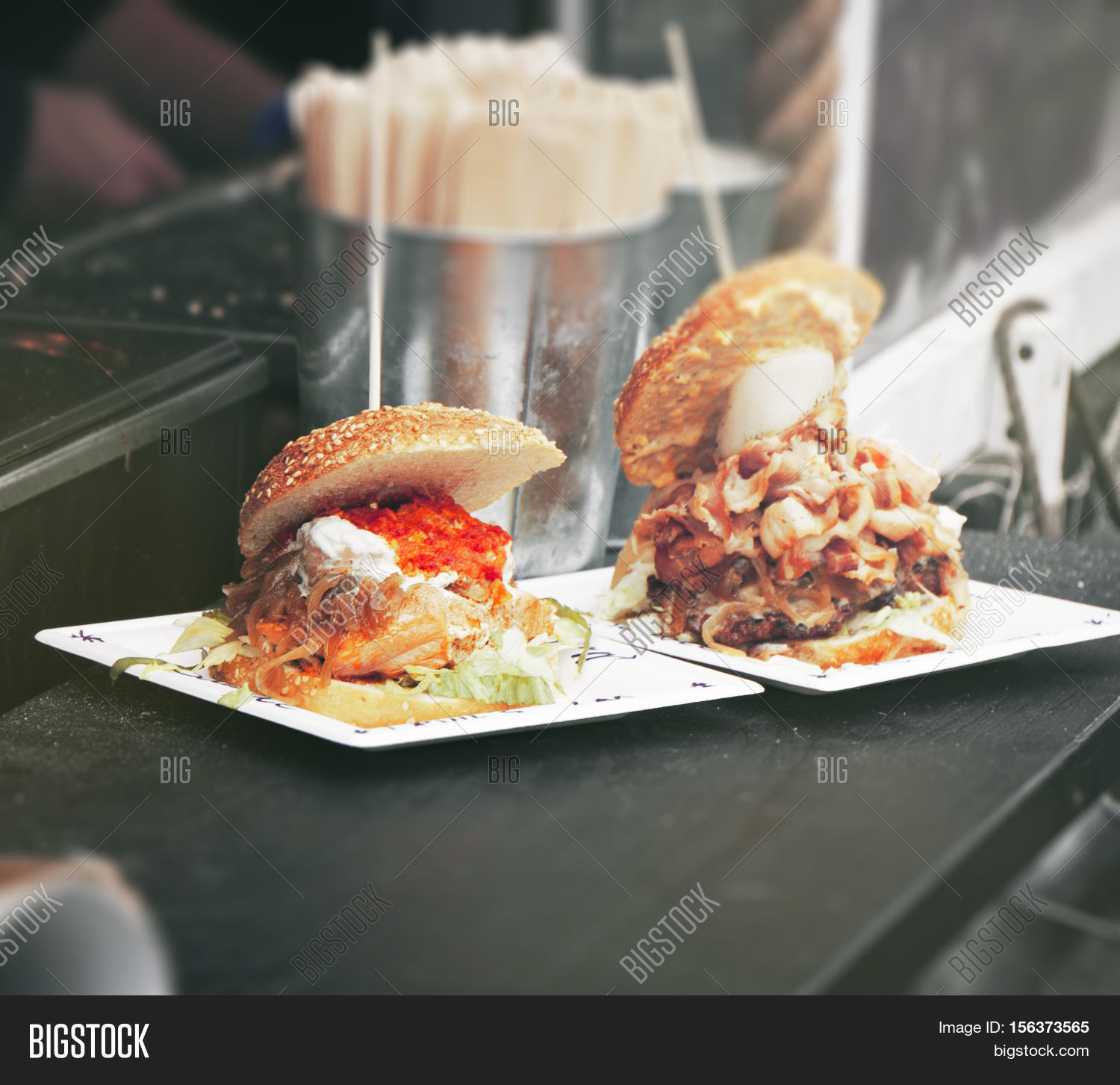 Street Food Burgers Image & Photo (Free Trial) | Bigstock