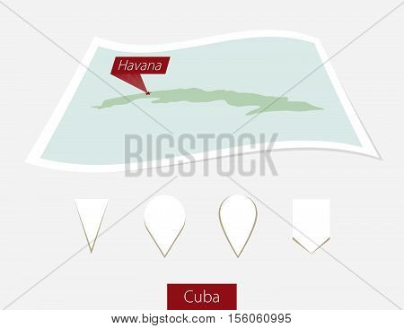 Curved Paper Map Cuba Vector & Photo (Free Trial) | Bigstock