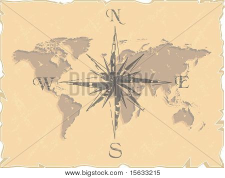 World Map Compass Vector & Photo (Free Trial) | Bigstock