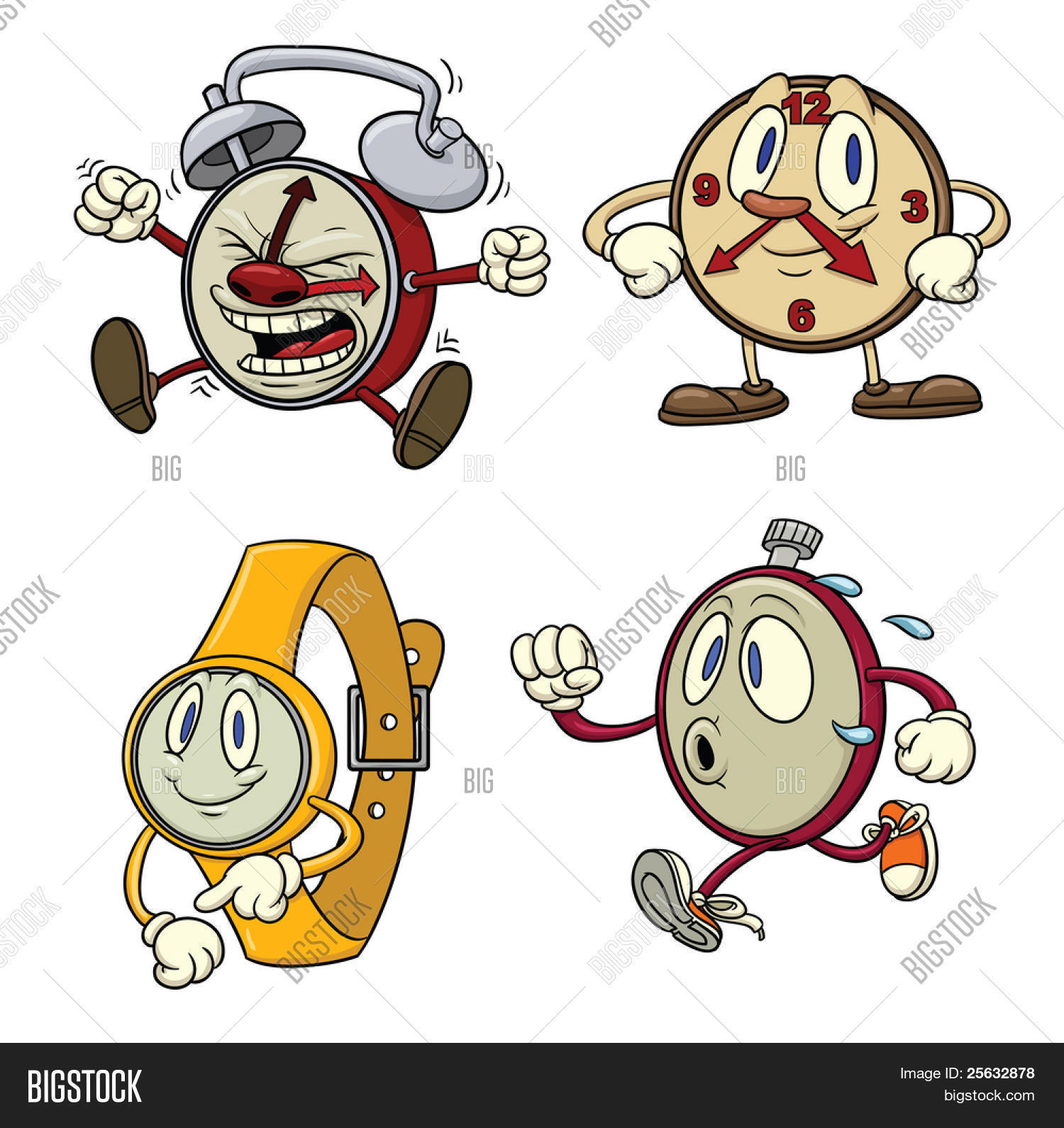 Cute Cartoon Clocks Vector & Photo (Free Trial) | Bigstock
