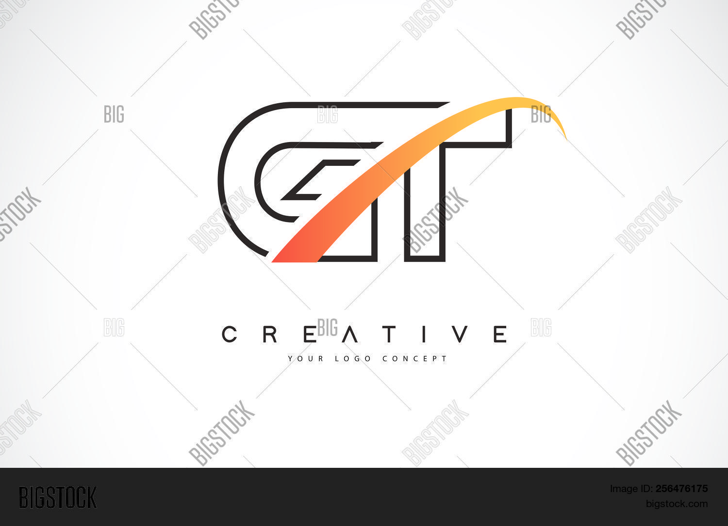 Gt G T Swoosh Letter Vector & Photo (Free Trial) | Bigstock