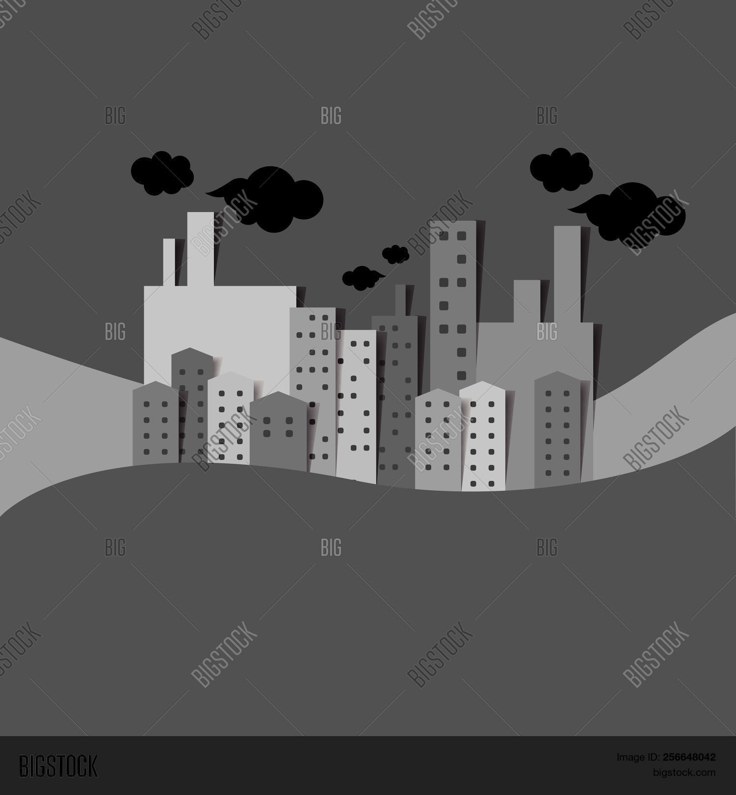 Polution City, Town Vector & Photo (Free Trial) | Bigstock