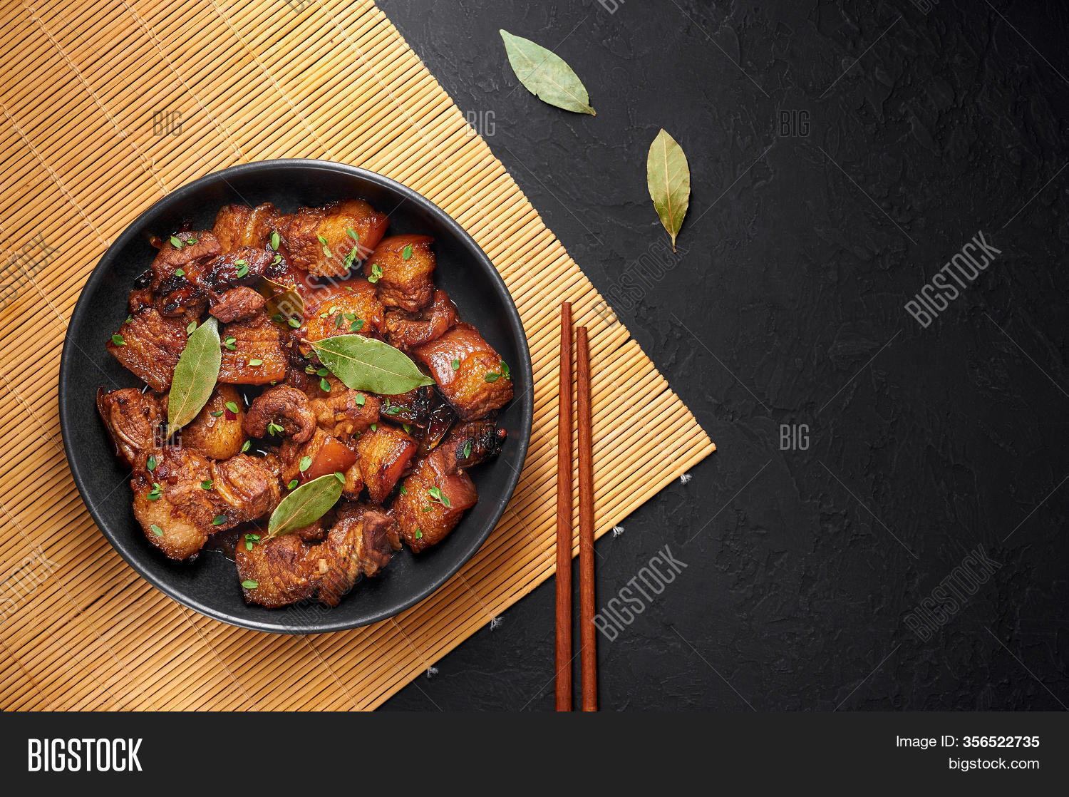 Adobo Pork Black Bowl Image & Photo (Free Trial) | Bigstock