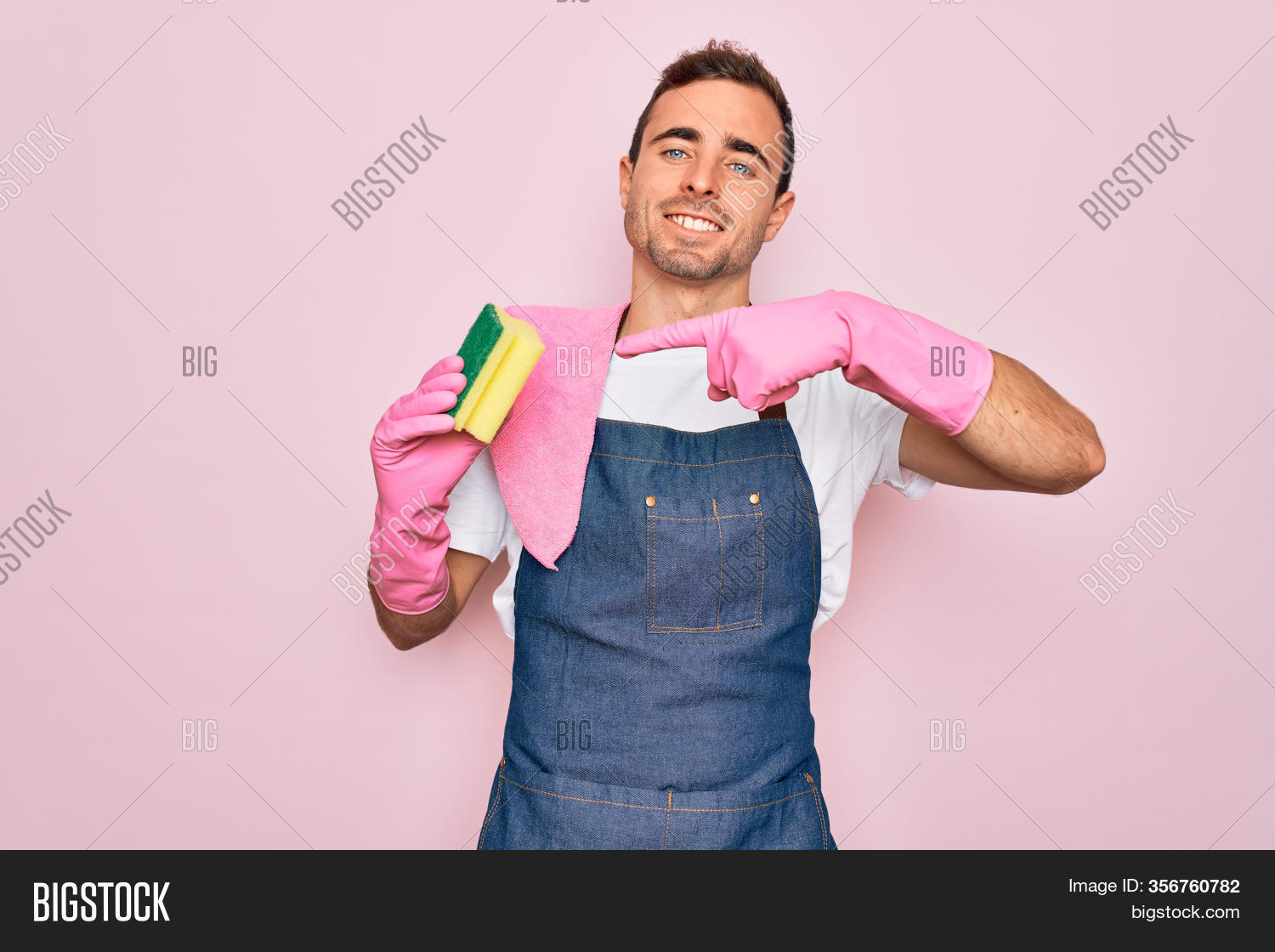 Young Cleaner Man Blue Image & Photo (Free Trial) | Bigstock