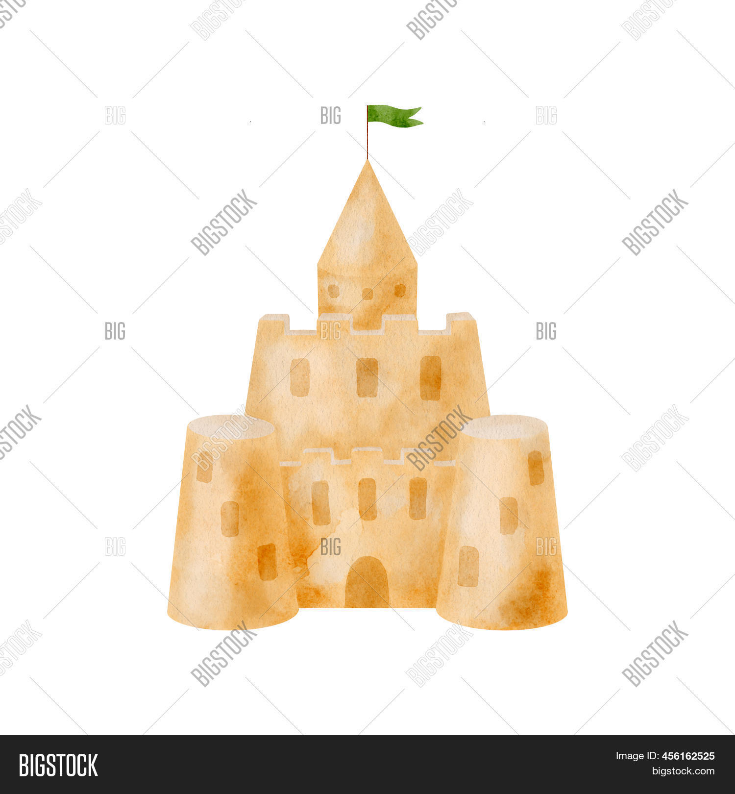 Watercolor Sand Castle Image & Photo (Free Trial) | Bigstock