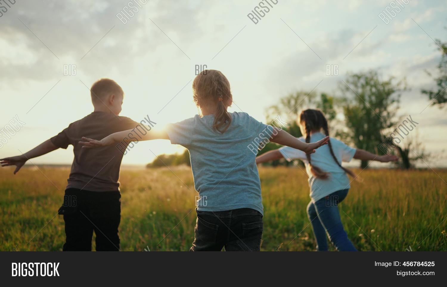 Kids Run Park Sunset. Image & Photo (Free Trial) | Bigstock