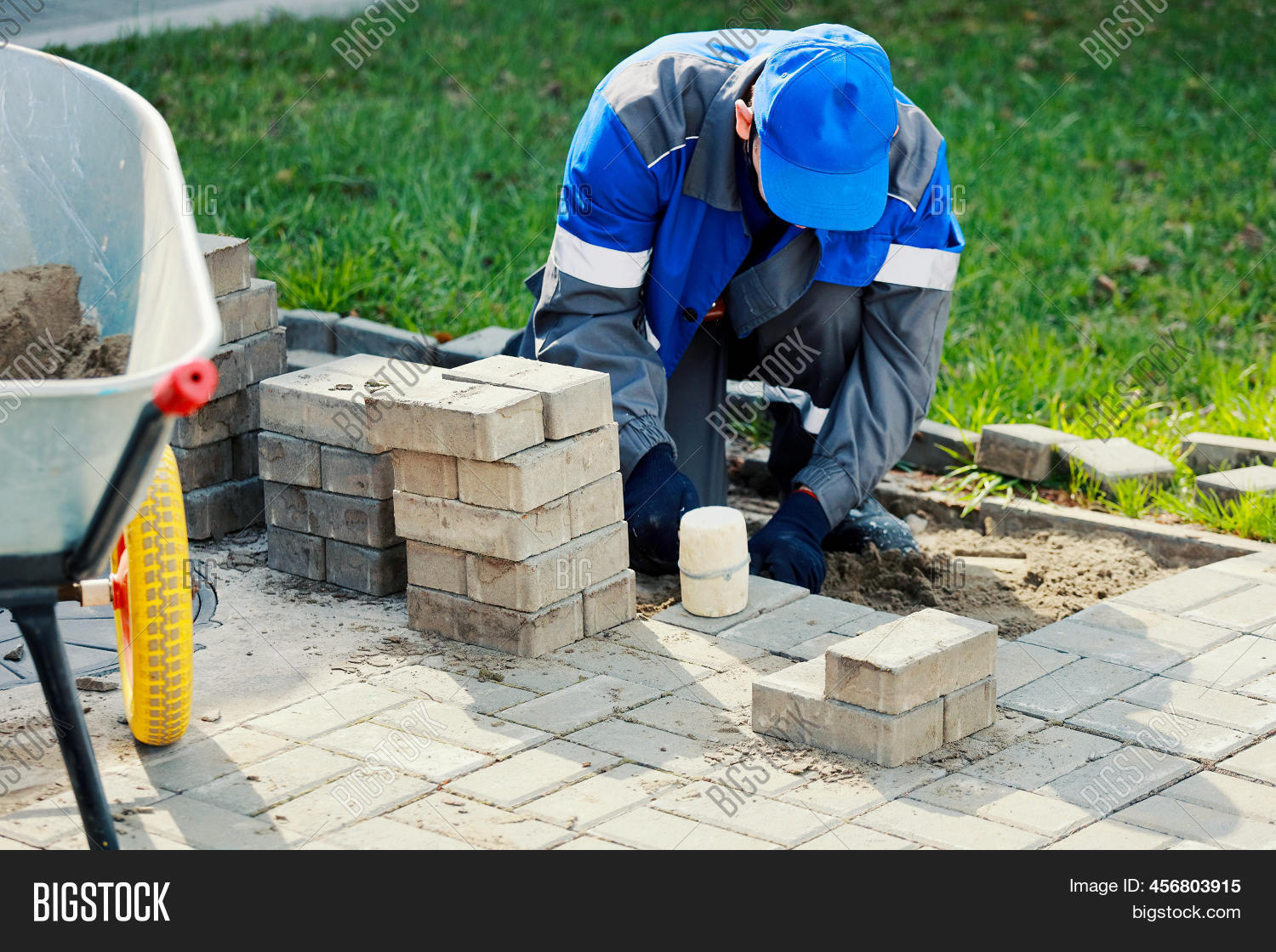 Bricklayer Lays Paving Image & Photo (Free Trial) | Bigstock