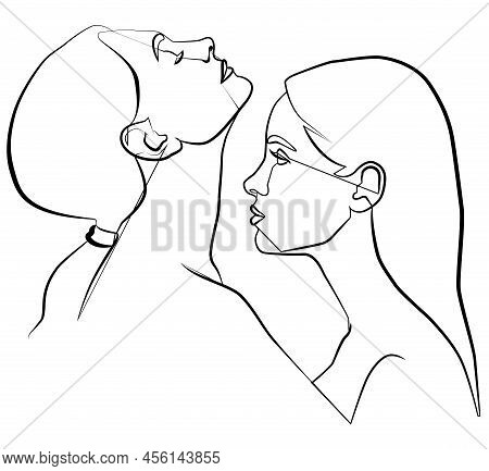 One Line. Two Faces Vector & Photo (Free Trial) | Bigstock
