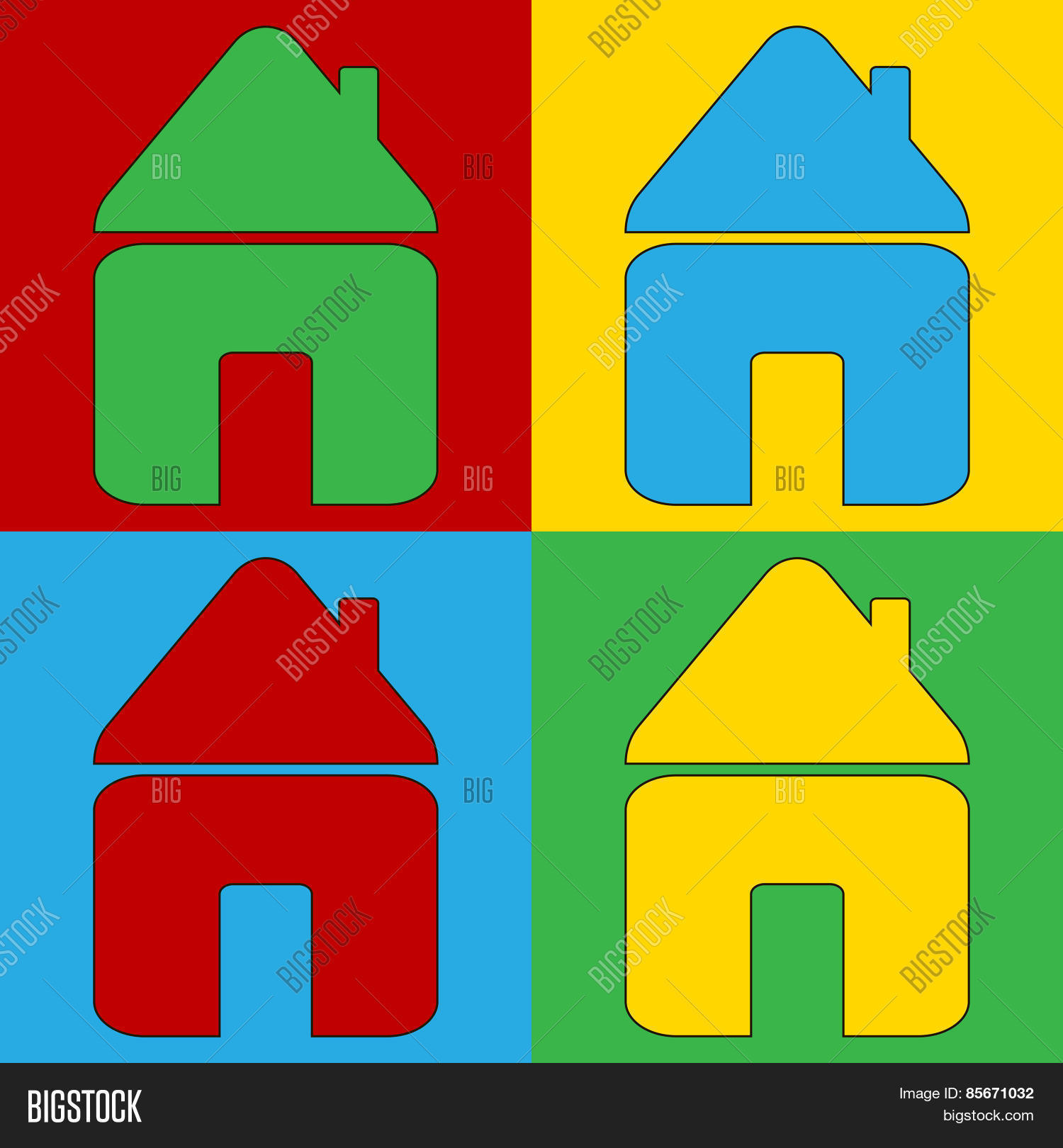 Pop Art Home Symbol Vector & Photo (Free Trial) | Bigstock