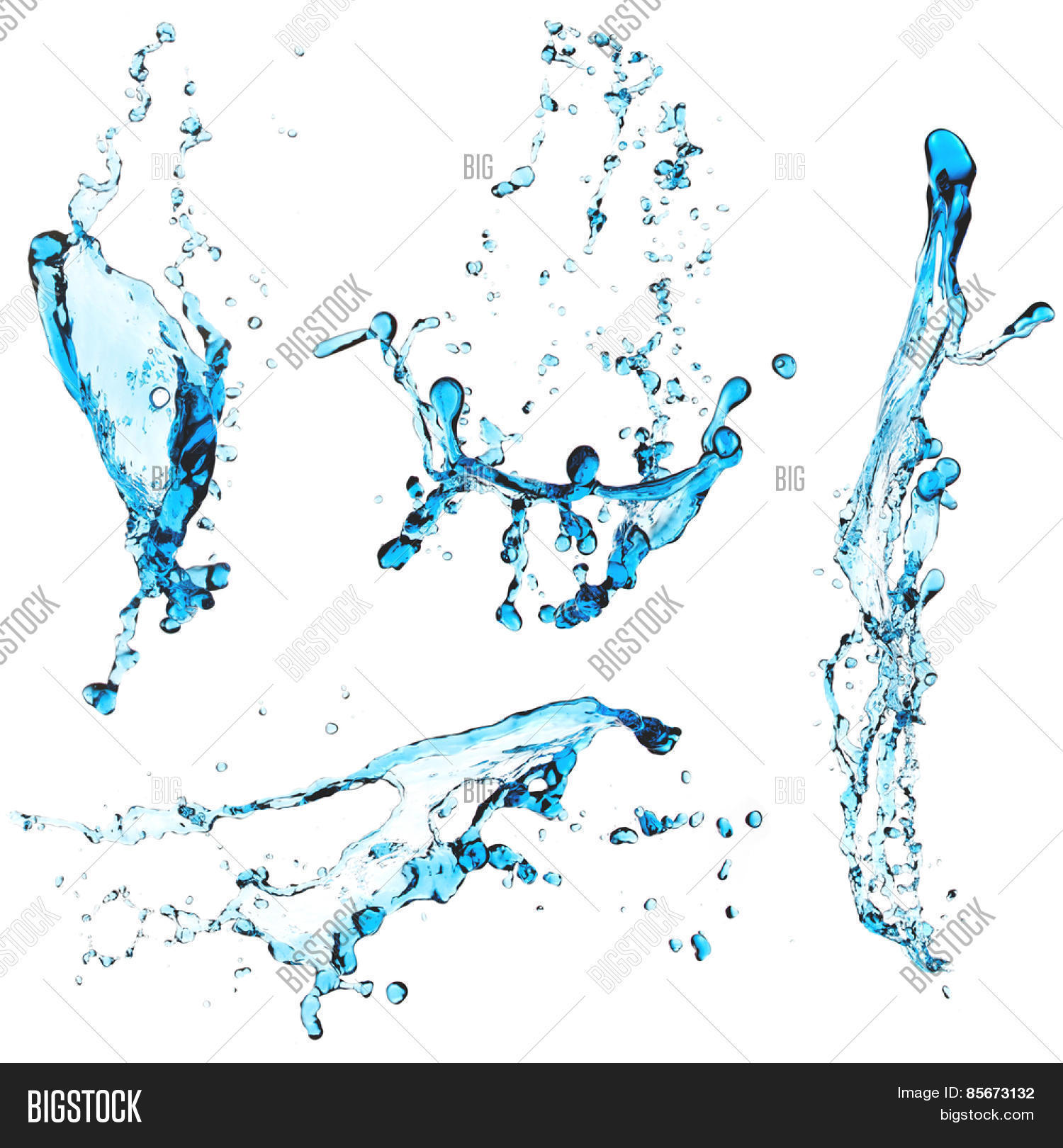 Blue Water Splash Set Image & Photo (Free Trial) | Bigstock
