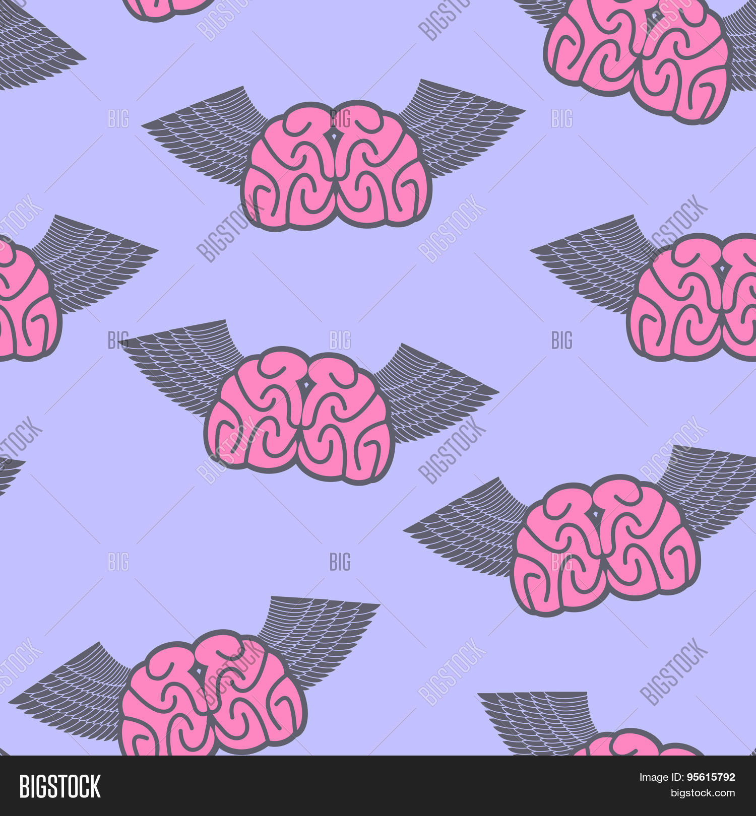 Winged Brain Seamless Vector & Photo (Free Trial) | Bigstock