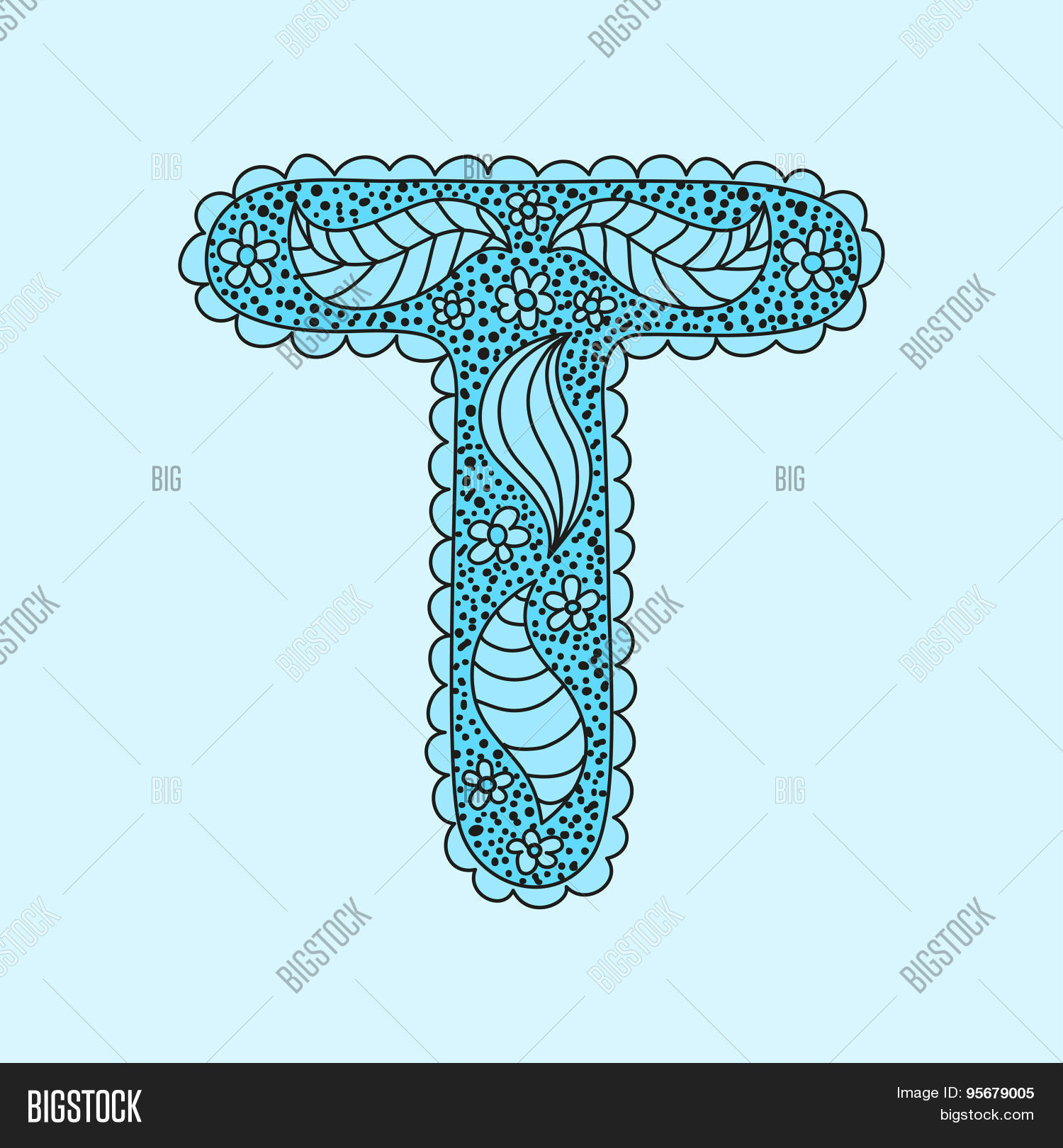 Cute Letter T. Floral Vector & Photo (Free Trial) | Bigstock