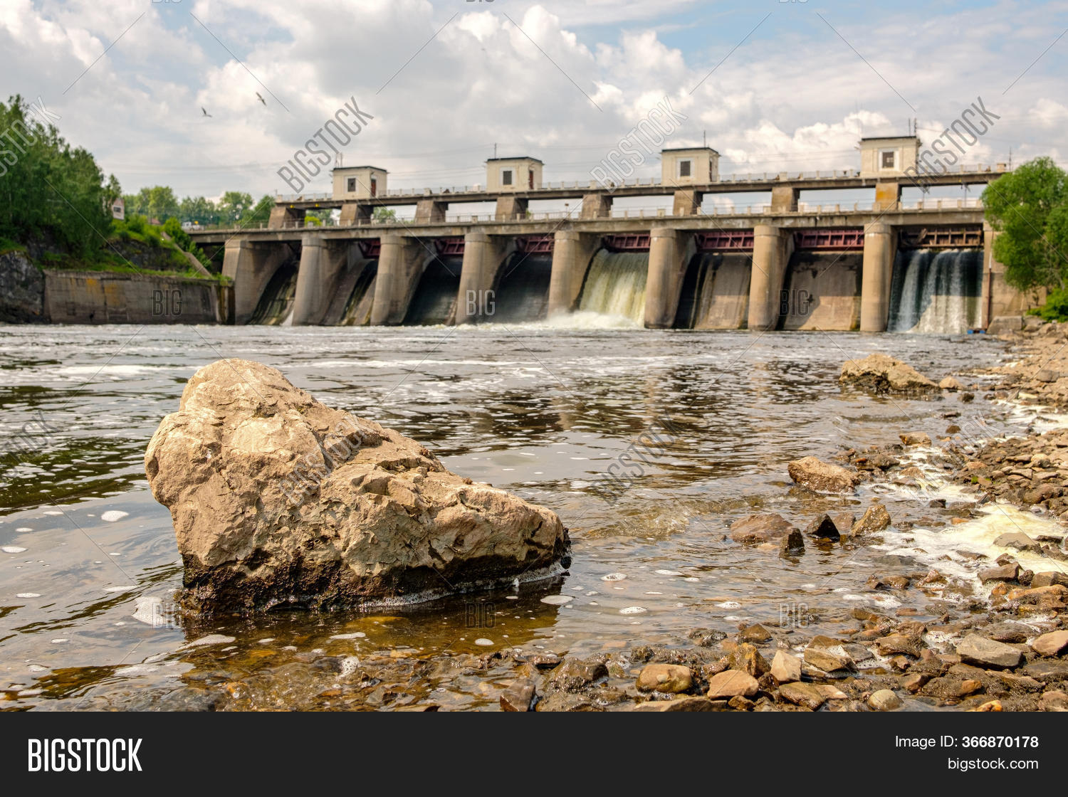 Big Stone On River Image & Photo (Free Trial) | Bigstock