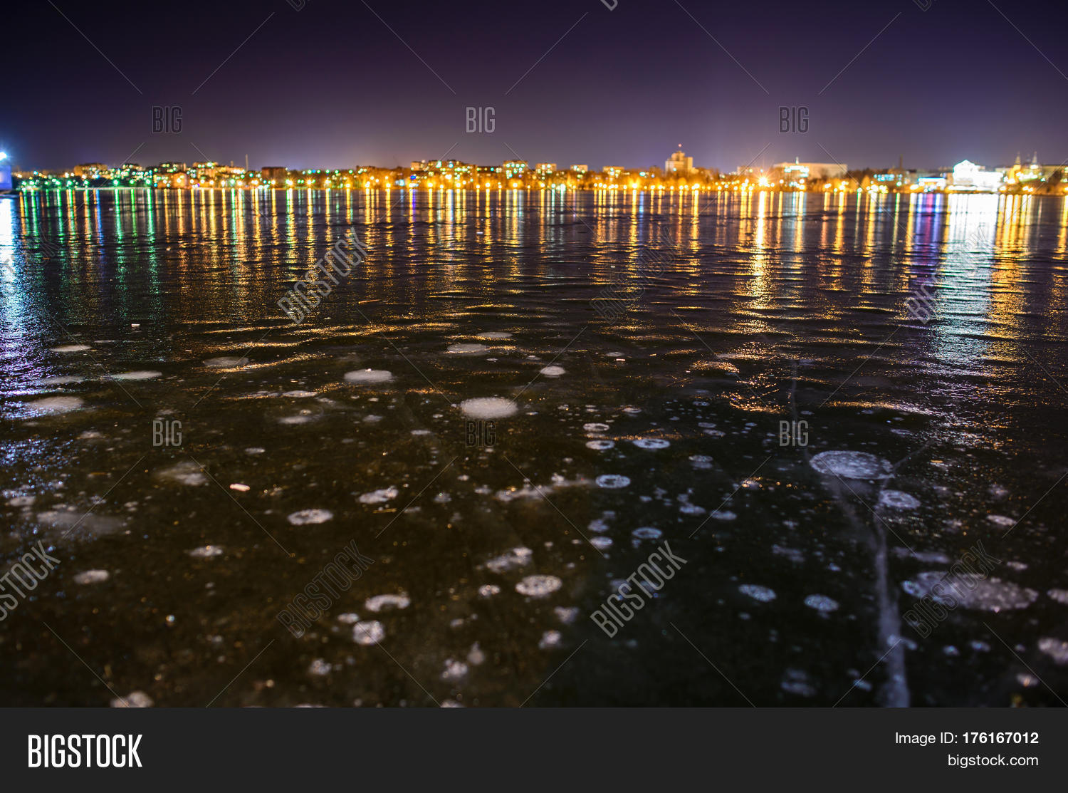 Iced Lake Night City Image & Photo (Free Trial) | Bigstock
