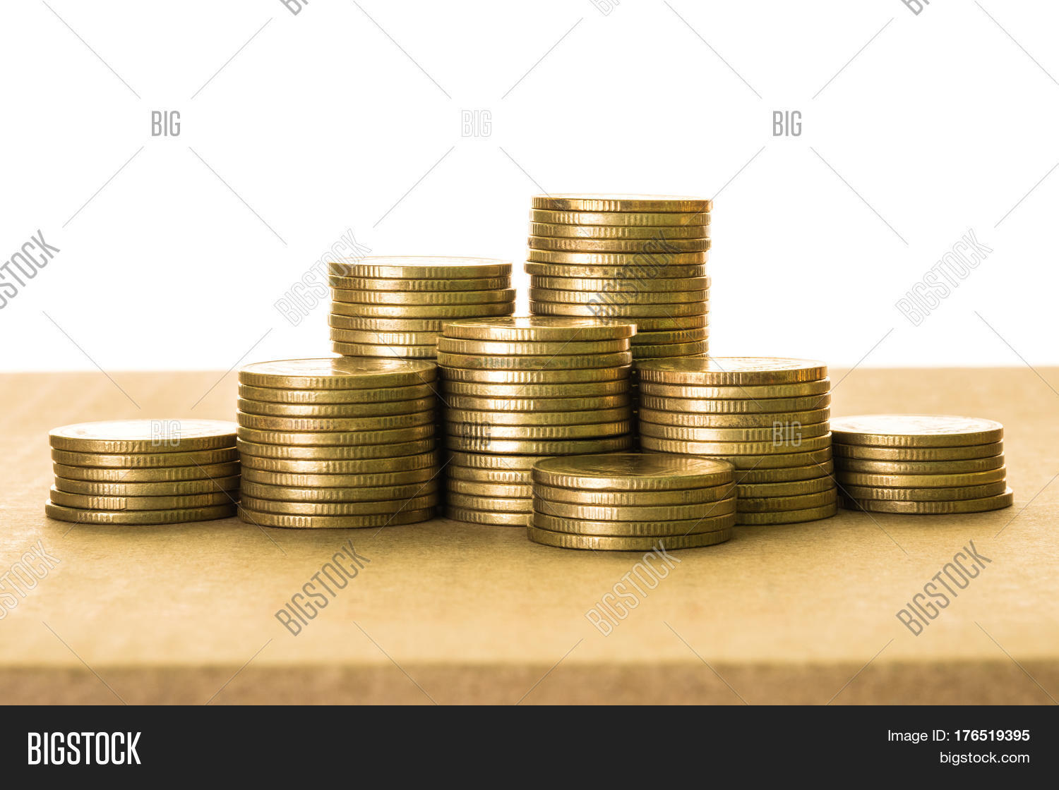 Rows Pile Coins On Image & Photo (Free Trial) | Bigstock