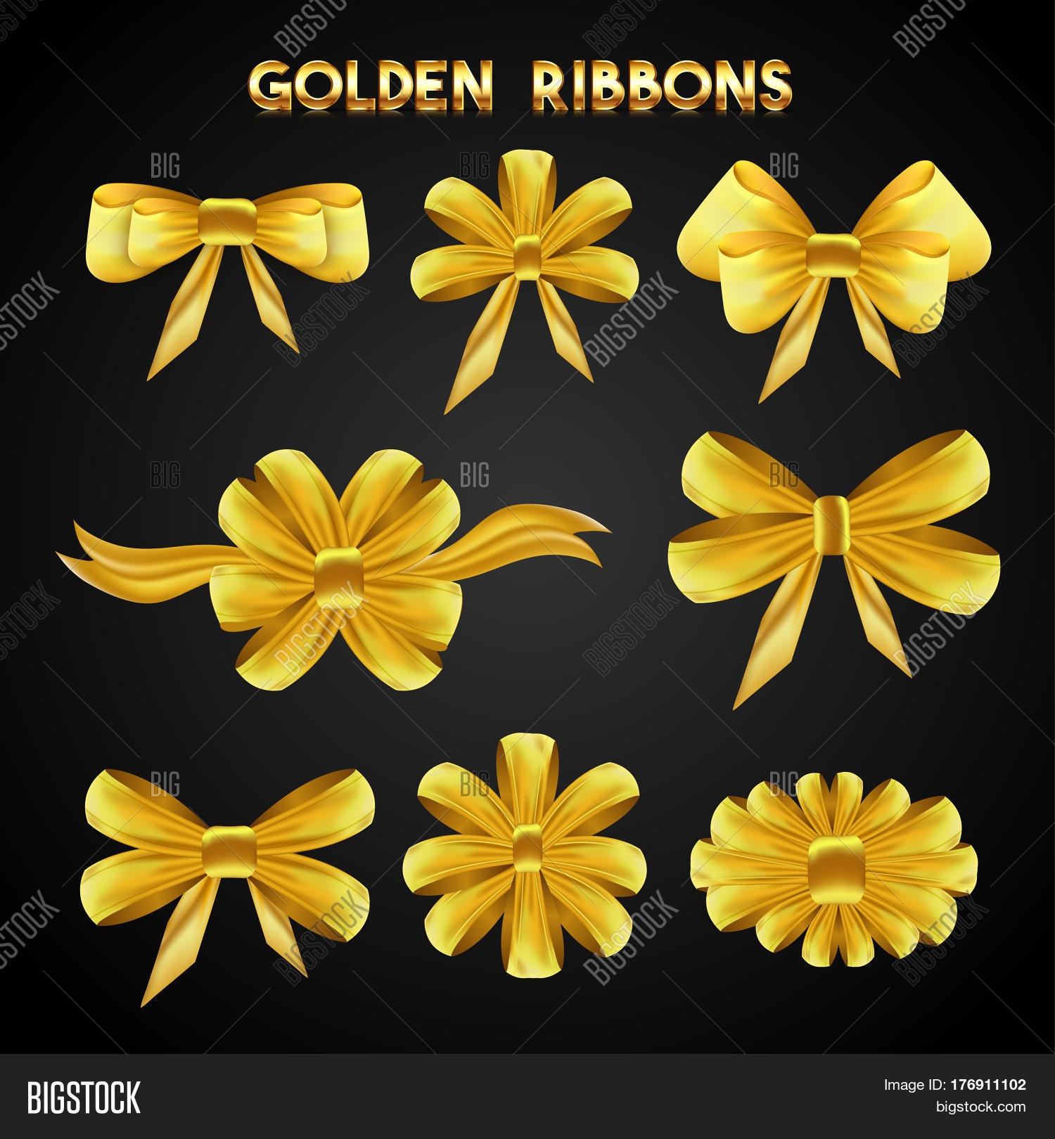 Set Golden Ribbons Image & Photo (Free Trial) | Bigstock