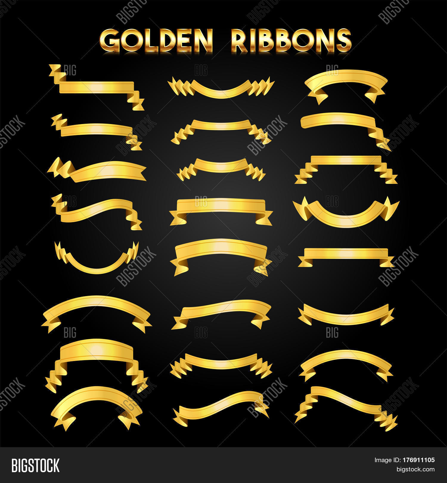 Set Golden Ribbons Image & Photo (Free Trial) | Bigstock