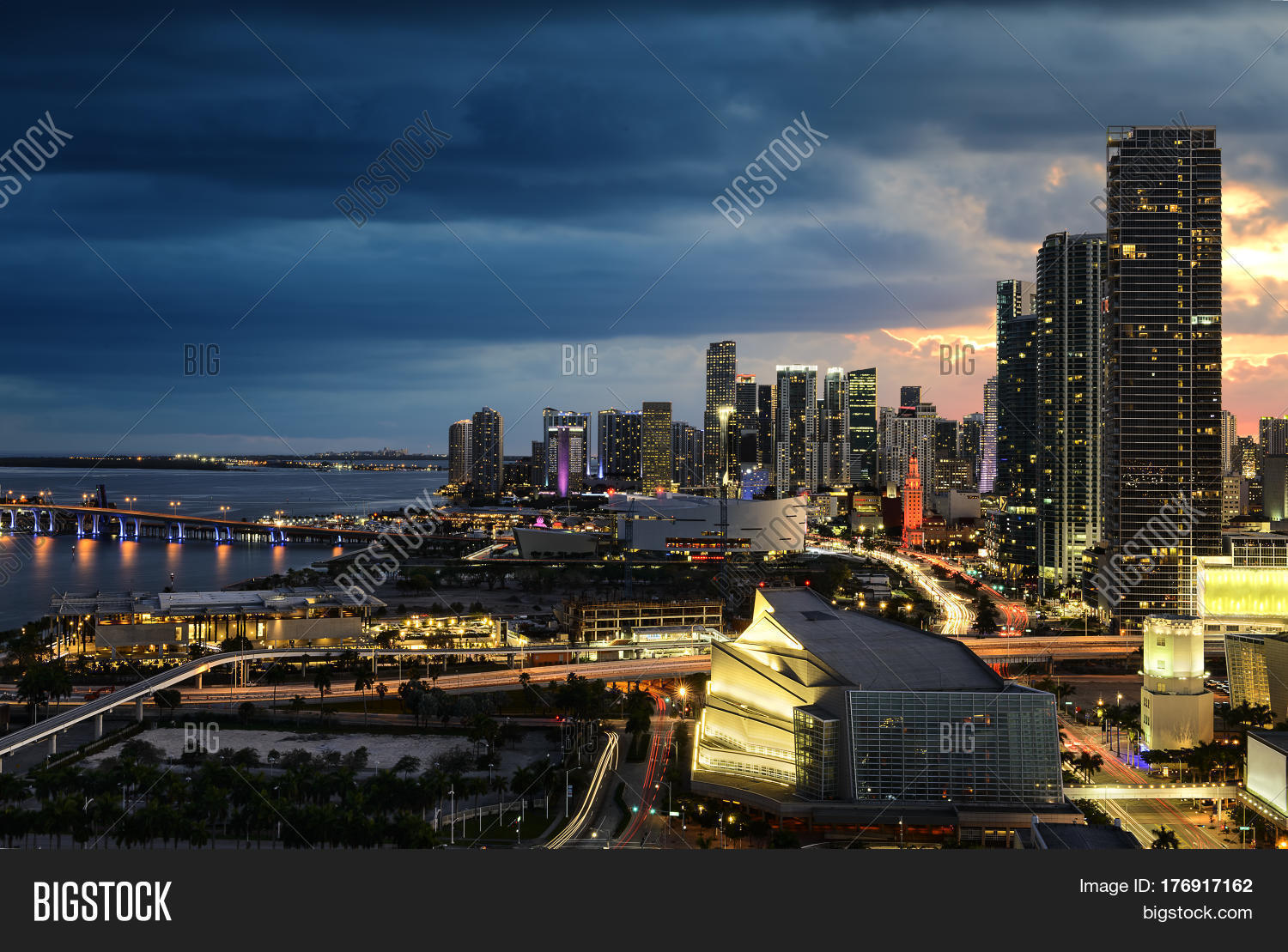 City Miami Downtown At Night