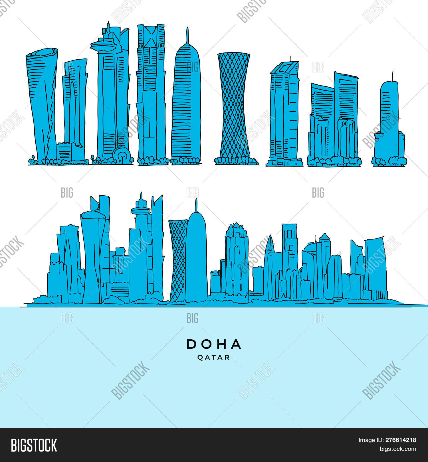 Doha Qatar Skyscraper Vector & Photo (Free Trial) | Bigstock