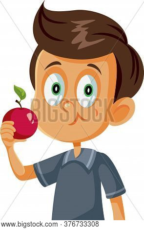 Cute Boy Eating Apple Vector & Photo (Free Trial) | Bigstock