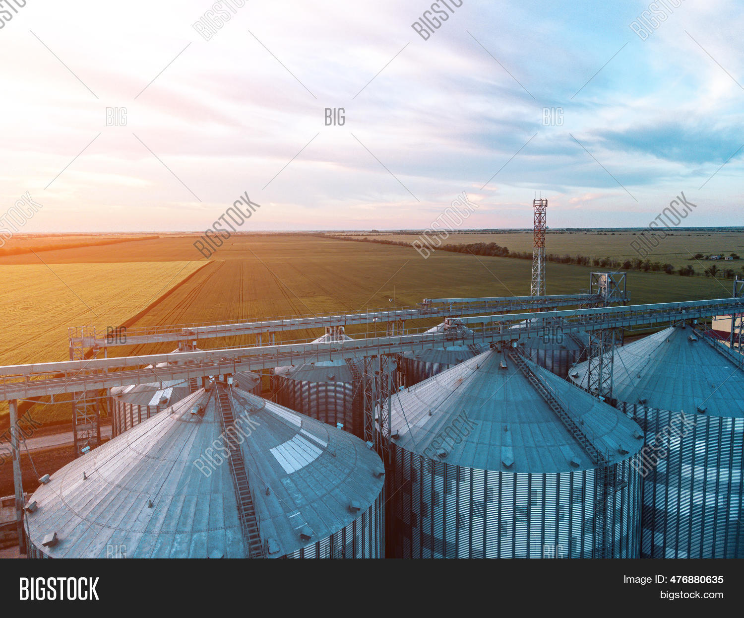 Grain Silos On Green Image & Photo (Free Trial) | Bigstock