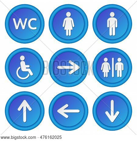 Blue Round Signs Set Vector & Photo (Free Trial) | Bigstock