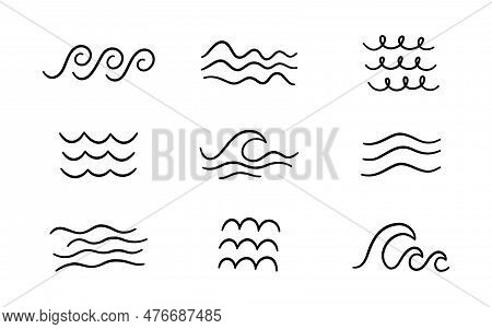 Doodle Sea Wave Icons Vector & Photo (Free Trial) | Bigstock