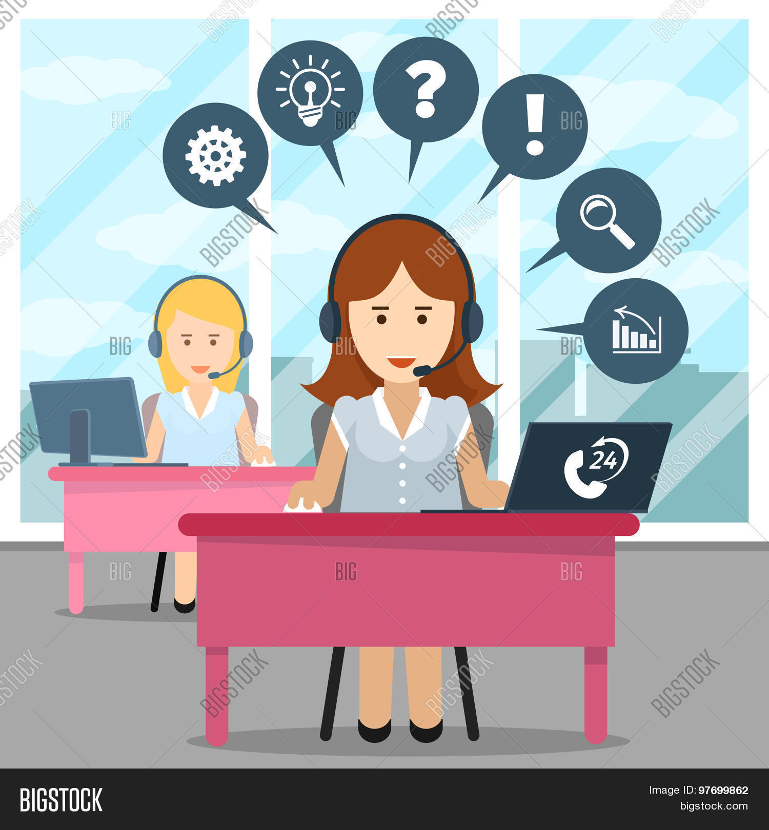 Call Center Operator Vector & Photo (Free Trial) | Bigstock