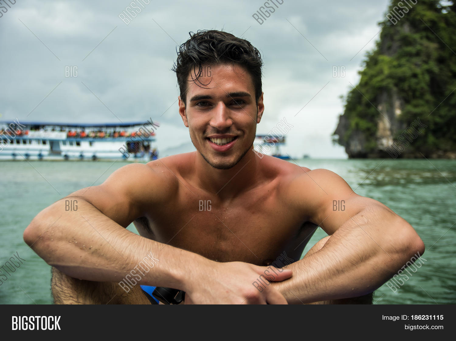 Rear View Man On Raft Image & Photo (Free Trial) | Bigstock