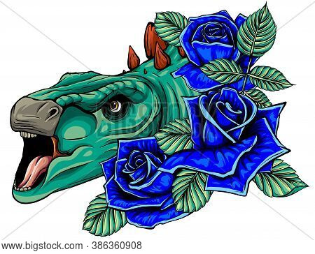 Dinosaur Roses Frame Vector & Photo (Free Trial) | Bigstock