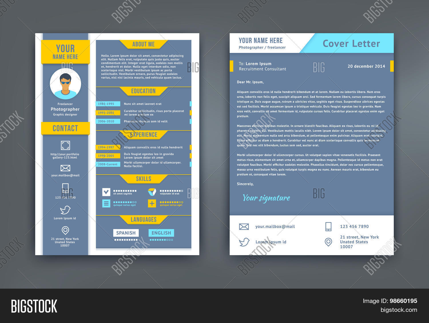 Resume Cover Letter Vector & Photo (Free Trial) | Bigstock