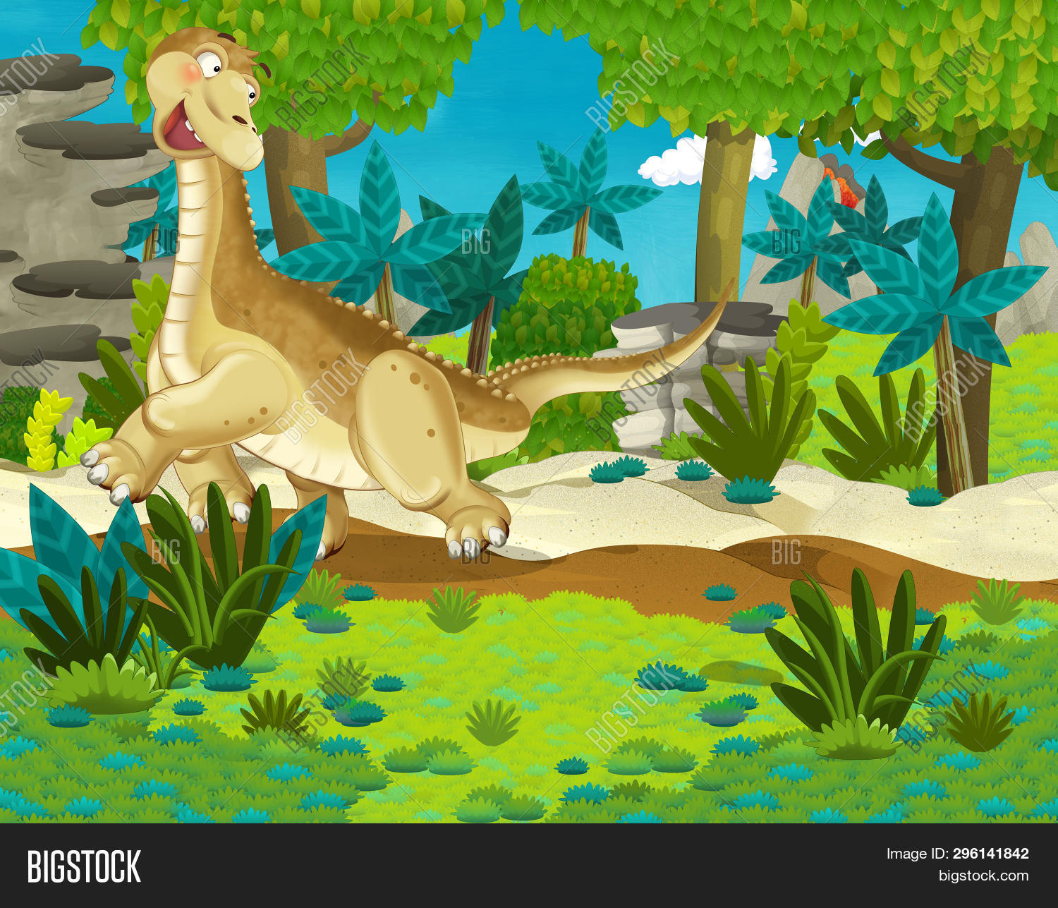 Cartoon Scene Dinosaur Image & Photo (Free Trial) | Bigstock