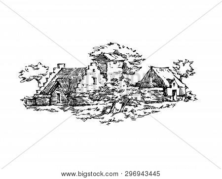 Rural Sketch Andscape Vector & Photo (Free Trial) | Bigstock