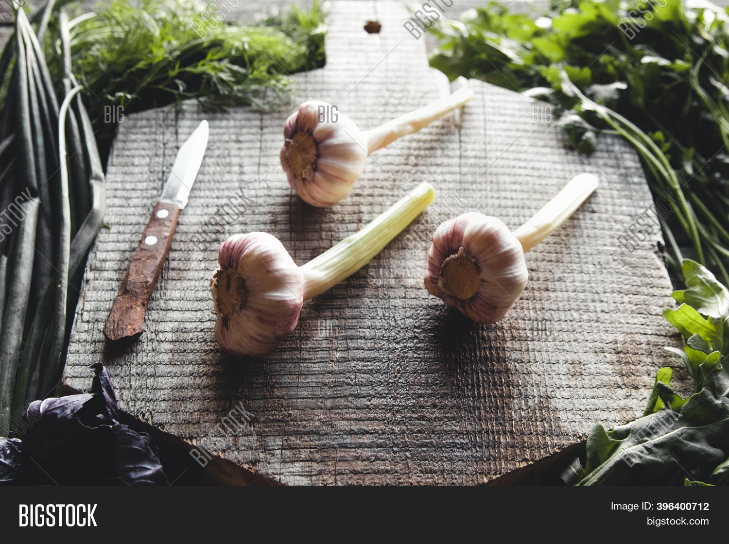 Garlic On Old On Image & Photo (Free Trial) | Bigstock